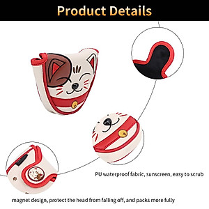 Golf Club Head Covers Putter Cover Mallet Putter Cover Golf Center Shaft Headcover Guard Protector of Lucky Cat Waterproof