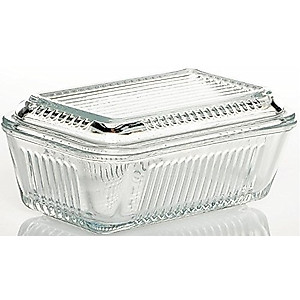 Circleware Farm Glass Butter Dish with Glass Lid, Multi-Purpose Preserving Serving Dessert Dish Tray, 6.75" x 4", Glassware for Cream Cheese, Cake, Salad, Candy, Foods & Best Selling Gift Ideas