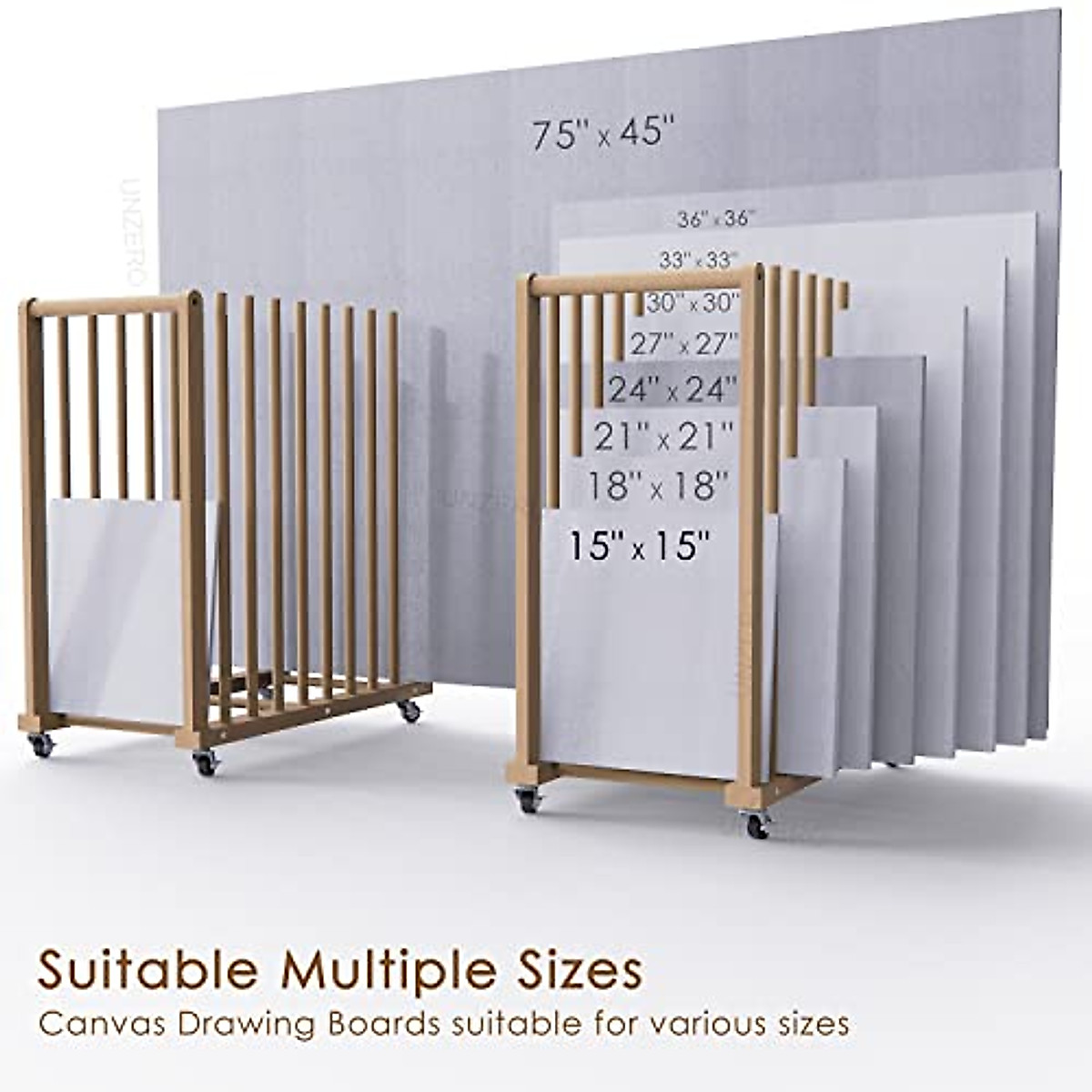 UNZERO Art Storage Rack, Art Canvas Storage, Art Drying Rack, Canvas Boards Rack Art Storage with Handle & Caster Wheels for Drawing Board, Panel, Paper Pad for Art Studios, Artworks, Gallery