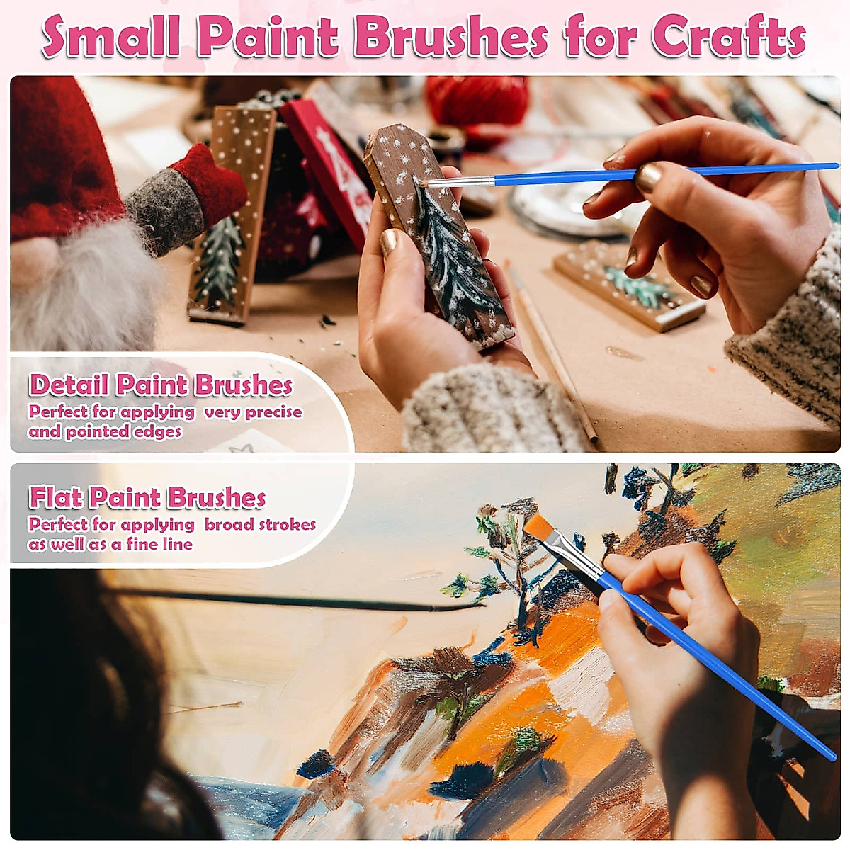 126 Pcs Small Paint Brushes Bulk, Kids Paint Brushes with Flat and Round Pointed Paint Brushes Set, Craft Brushes for Classroom Acrylic Oil Watercolor Canvas Face Painting