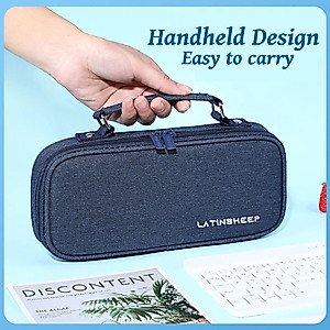 KEBEIXUAN Pencil Case Large Capacity Canvas Pencil Pouch Organizer with Zipper Multifunctional Pencil Box with Compartmens (Pencil Case Pink-A)