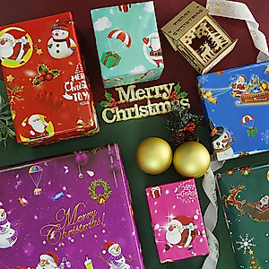 Geluode Christmas Wrapping Paper, Gift Wrapping Papers With Ribbon, Santa Snowman Christmas Tree Snowflake Merry Christmas Wrapping Paper for Family Friends Kids lovers Christmas Holidays