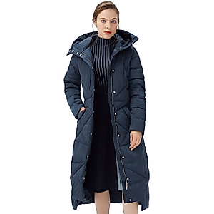 Orolay Women's Puffer Down Coat Winter Maxi Jacket with Hood Navy XL