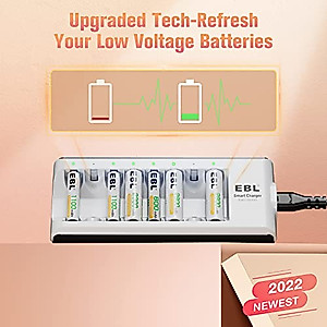 EBL AAA Rechargeable Batteries, 8 Pack Precharged AAA Batteries 1.2V 1100mAh with AA AAA Battery Charger
