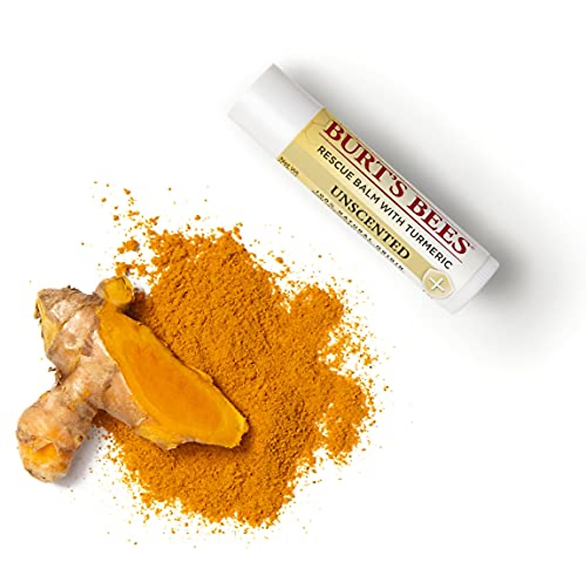 Burt's Bees 100% Natural Origin Rescue Lip Balm With Beeswax and Antioxidant-Rich Turmeric Promotes Healing Of Extremely Dry Lips, Unscented, 2 Tubes in Blister Box