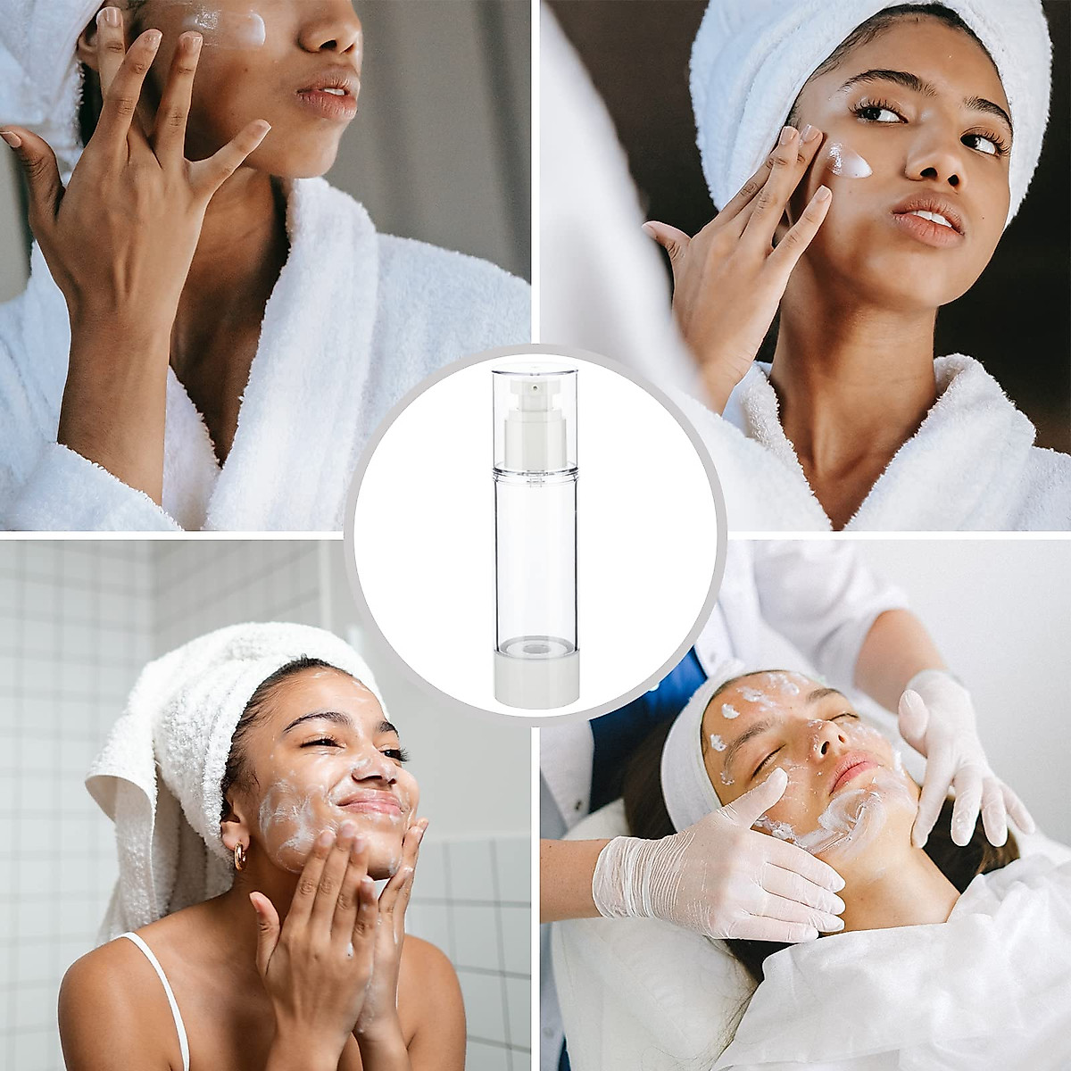 IFDGCTK 1OZ/30ML Clear Airless Pump Bottles, Lotion Dispenser Travel with Pump, Vacuum Plastic Travel Size Lotion Bottle for Foundation, Creams, Cosmetic(6 Pack)