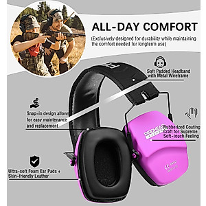PROHEAR 016 Shooting Ear Protection Earmuffs 3 Pack, NRR 26dB for Gun Range, Hunting -Black and Green and Pink
