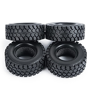 RCLIONS 4pcs Rubber Micro 1" RC Wheel Tyres Tires with Foam Insert for All 1/24 Axial SCX24 AXI00001,AXI00002,AXI90081 Deadbolt RC Crawler Truck Car (50mm)