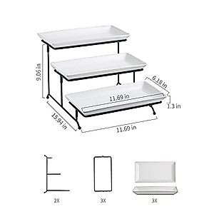 Gomakren 3 Tier Serving Trays Stand Porcelain Serving Platters 12 Inch White Serving Plates Dinner Platters for Appetizer Snack Fruit Cup Cake Server Tray Display Serving Dishes for Entertaining
