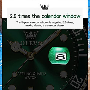 OLEVS Mens Watch Stainless Steel Big Face Blue Casual Dress Wrist Watch Quartz Analog Day Date Waterproof Luminous