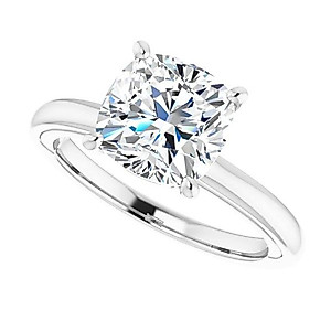 10K Solid White Gold Handmade Engagement Ring 2.5 CT Cushion Cut Moissanite Diamond Solitaire Wedding/Bridal Rings for Women/Her Propose Ring (4)