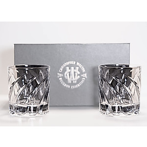 Christopher Walton The Twisted. Handmade Bourbon Rocks Glass, 8.5oz, Set of 2 in Gift Box