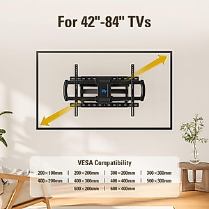 Mounting Dream TV Wall Mounts TV Bracket for Most 42-84 Inch TVs, UL Listed Premium TV Mount Full Motion with Articulating Arms, Max VESA 600x400mm and 100LBS, Fits 16", 18", 24" Studs, MD2296-24K