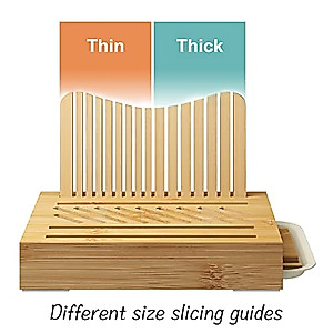 Bamboo Bread Slicer for Homemade Bread,Adjustable Width Bread Slicing Guides. Sturdy Wooden Bread Cutting Board. Makes Cutting Bagels or Even Bread Slices Easy