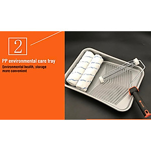 Edward Tools Large 9” Paint Roller Brush Set - Pro Grade Two 9” Roller Brushes and Painting Handle Tool - Large Paint Roller Brush Tray - High Density Roller Naps - for All Paints and Stains -