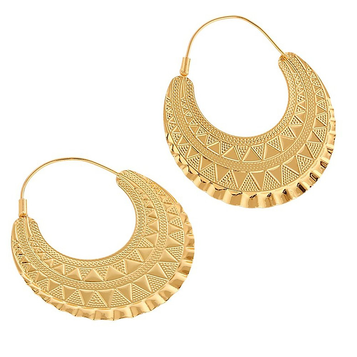 18K Gold Plated Big Hoop Earrings for Ethiopian Eritrean African Women Party Jewelry (Gold)