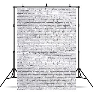 SJOLOON White Brick Wall Backdrop White Brick Photo Backdrop Thin Vinyl Photography Backdrop Background Studio Prop 10931(5x7FT)