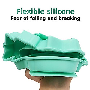 Qshare Suction Plates for Baby,Silicone Plates,Toddler Suction Divided,Baby Feeding Plates,Toddler Plate Microwave & Dishwasher Safe (Mint)