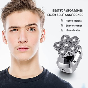 Bald Head Shavers for Men - 4 in 1 Electric Razor for Bald Men Wet and Dry, Floating Cordless USB Rechargeable Rotary Shaver Grooming Kit Beard Trimmer Waterproof Fast Charging with LED Display