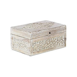 Deco 79 Mango Wood Floral Box with Hinged Lid, Set of 3 8", 10", 12"W, Brown