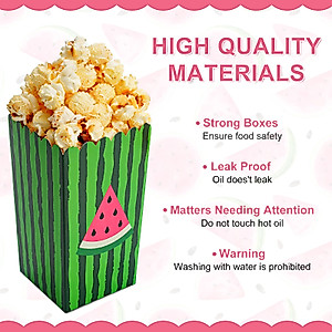 Whaline 24 Pack Watermelon Popcorn Boxes Snack Treat Favor Boxes Melon Print Candy Cookie Container for Watermelon Theme Birthday Favors Movie Night Party Supplies Decoration, 2 Design