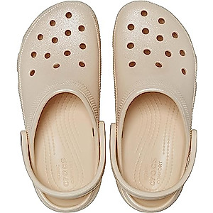 Crocs Women's Classic Platform Glitter Clog, Vanilla, 8