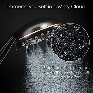 Aquarius Mist Handheld Oil Rubbed Bronze Shower Heads with Handheld Spray and Hose (Extra Long) Spa Grade High Pressure Showerhead wand With 6 Spray Settings – Adjustable Mount Holder & Teflon Tape