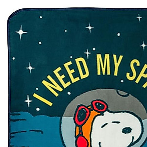 Silver Buffalo Peanuts Snoopy I Need My Space Astonaut Outer Space Moon 45" x 60" Fleece Throw, Soft and Cozy Blanket, 180 GSM