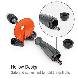 Housolution Hand Drill, Powerful 3/8 inches (1.5-10mm) Capacity Hand Drill Manual, Precision Chucks Cast Steel Double Pinions Manual Drill for Wood Plastic Acrylic Circuit Board Punching, Orange