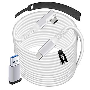 Kopatesun for Oculus Quest 2 Link Cable: 20FT USB 3.0 Type C to C - Fast Charging Cables, Long Nylon Braided Cable to PC, Virtual Reality Extension Charger Cord (Black Blue)