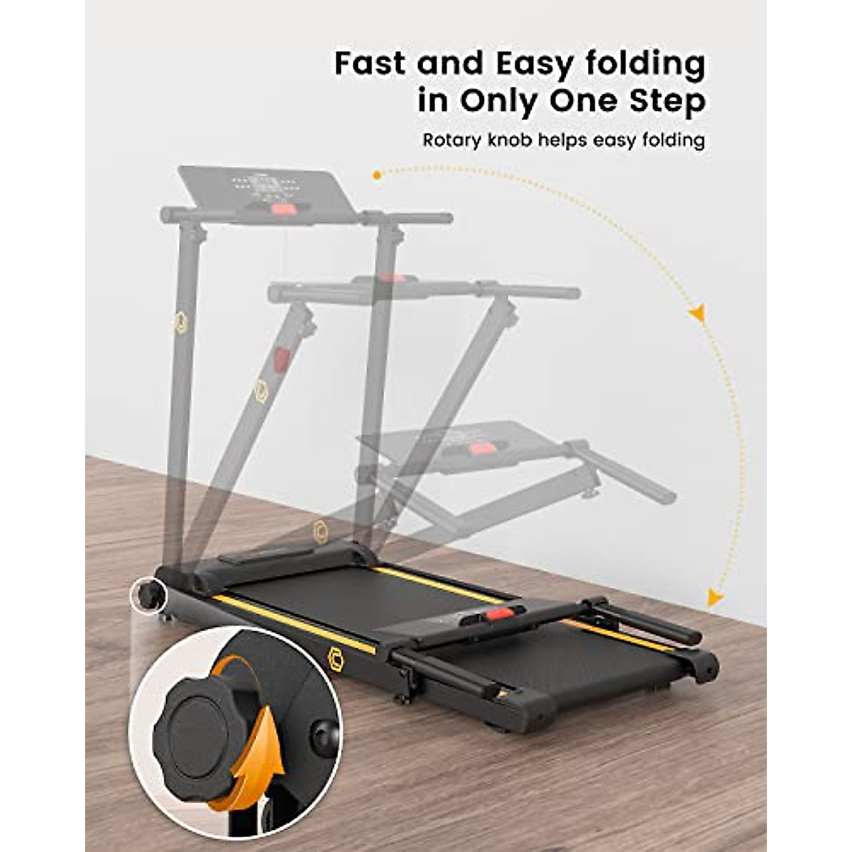 UREVO Folding Treadmill, 2.25HP Treadmills for Home with 12 HIIT Modes, Compact Mini Treadmill for Home Office, Space Saving Small Treadmill with Large Running Area, LCD Display, Easy to Fold (Black)