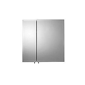 Croydex Oreille Bi-View, Surface Mount, Hang 'n' Lock Easy Installation Medicine Cabinet, 24W x 24H, White Steel