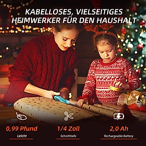 Cordless Electric Scissors Upgraded, Uaoaii 4V Electric Cardboard Box Cutter w/Storage Case, Safety Lock & LED Light, Rechargeable Fabric Cutter Power Rotary Cutters for Leather Felt, Effortless