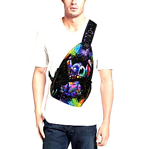 HOCHEPI Cartoon Crossbody Sling Bag Anime Casual Backpack With Keychain Chest Bag Daypack Purses For Women Men Adults Gifts