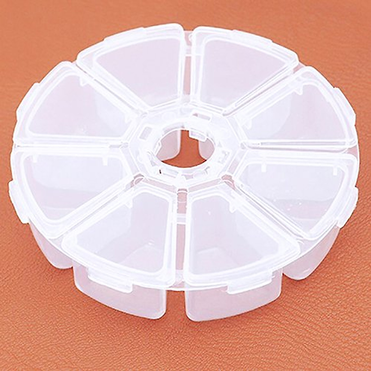 8 Grids Plastic Clear Round Storage Case Box Organizer Container Jewelry Box Sewing Box Pill Organizer Pill Box Case Diamond Storage Box Beads Organizer Case for Jewelry Beads Guitar Picks Clear