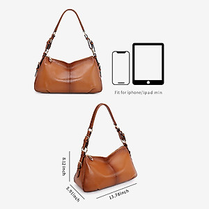 Kattee Vintage Genuine Leather Tote Shoulder Bag With Adjustable Handles Soft Leather Hobo handbags for Women