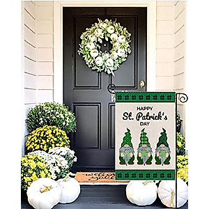 EKOREST Happy St Patrick's Day Garden Flag for Outdoor 12x18 Inch Vertical Double Sided St. Patricks Gnomes with Shamrock Small Yard Flag for Outside Farmhouse Holiday Saint Patrick Decoration