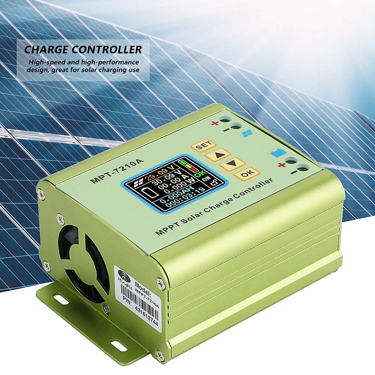 MPPT Solar Controller, Solar Power Controller, MPT-7210A Solar Panel Regulator Controller(100W - 600W)Aluminum Alloy LCD Display Solar Controller for Home Industry Boat Car