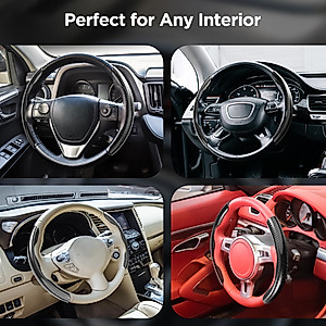 BenLoc Universal Fit Carbon Fiber Steering Wheel Cover, Hard Car Steering Wheel Cover Protector, Segmented Non-Slip Carbon Fiber Car Wheel Cover Black