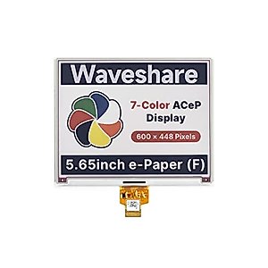 Waveshare 5.65inch Colorful E-Paper E-Ink Raw Display Compatible with Raspberry Pi 4B/3B+/3B/2B/B+/A+/Zero/Zero W/WH/Zero 2W Series Boards 600×448 Pixels ACeP 7-Color Without PCB