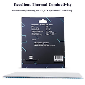 Thermalright Thermal Pad Silicone Thermal Pads 12.8 W/mK, Non Conductive Heat Resistance High Temperature Resistance for Laptop Heatsink/GPU/CPU/LED Cooler Gray (2.5mm)