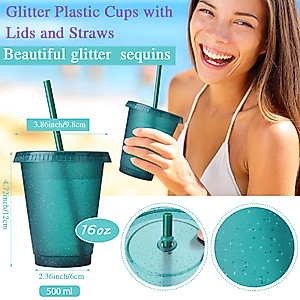 Potchen 60 Pack Plastic Cups with Straws and Lids Reusable Kids Tumbler with Straw Water Bottle Iced Coffee Travel Mug Cup Adults Plastic Cups 16 oz for Parties