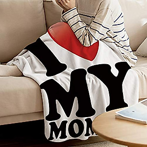 Mother's Day Ultra Soft Flannel Fleece Bed Blanket I Love My Mom Throw Blanket All Season Warm Fuzzy Light Weight Cozy Plush Blankets for Living Room/Bedroom 40" x 50"