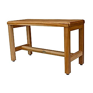 EcoDecors Earthy Teak Shower Bench Eleganto Wooden Seat Garden Bench Natural Teak Wood Patio Bench Armless Bench for Indoors and Outdoors - 30 inches Length