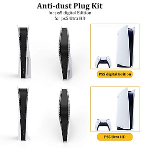 Dust Cover for PS5 Console, Dust Plugs USB HDM Interface Anti-dust Cover Dustproof Plug for PS5 Optical Drive Version/Digital Version Game Console Accessories