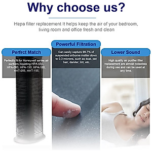 4 + 4 Pack HEPA Filters,Compatiable with Honeywell H Filter,True HEPA Replacement Filters H Compatible with Honeywell HRF-H1 HRF-H2 Fits Model HPA050, HPA150, HPA060, HPA160, HHT055, HHT155