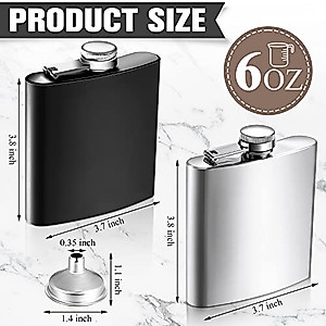 20 Pieces 6 oz Stainless Steel Flask with Funnel Hip Flask for Liquor Leak Proof Camping Drinking Pocket Flasks Black and Silver Flask Set for Men Groomsmen Bridal Women Wedding Party Supplies
