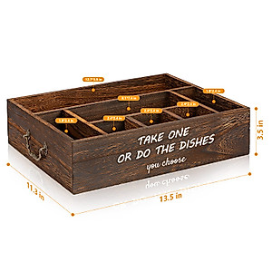 Paper Plate Holder, Plastic Silverware Caddy, Utensil Dispenser Caddy for Party Picnic Camping BBQ, Disposable Spoon Fork Knives Dish Cup Napkin Wood Storage Organizer for Kitchen Counter