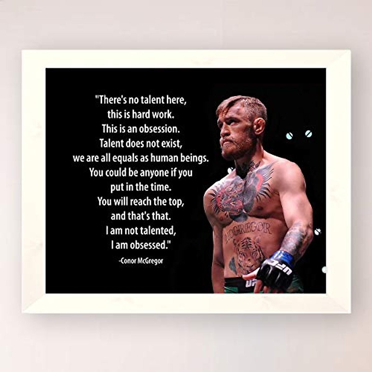 Conor McGregor Quotes Wall Art-"No Talent Here-This Is An Obsession"-10x8" UFC Fighter Poster Print-Ready to Frame. Motivational Decor for Home-Office-School-Cave-Gym. Great Gift for MMA Fans!