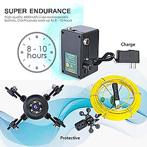 TEmkin Pipe Inspection Camera 7-Inch Monitor 1080P Hd Dual Camera Lens Drain Sewer Pipeline Industrial Endoscope Pipe Inspection Video Camera, Easy to Use,50M/50M